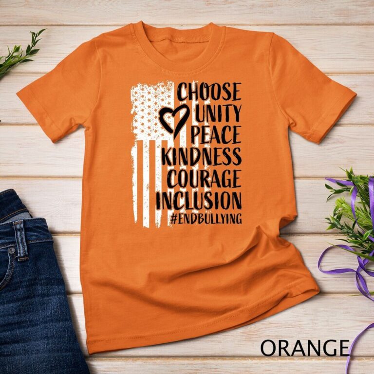 Unity Day Shirt Orange Kids American Flag Stop Anti Bullying T-shirt ...