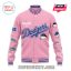 Los Angeles Dodgers X Hello Kitty Pink Baseball Jacket - Bipubunny Store