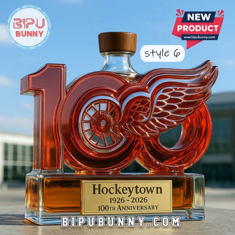 Detroit Red Wings 100th Anniversary Whiskey Bottle - Bipubunny Store