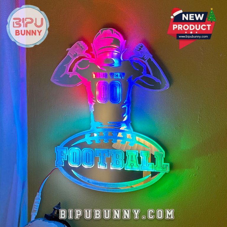 Rugby Player Mirror Light With Custom Numbers And Names - Bipubunny Store
