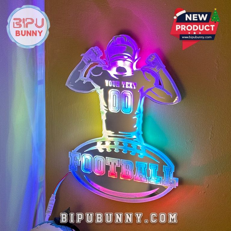Rugby Player Mirror Light With Custom Numbers And Names - Bipubunny Store