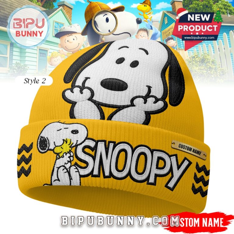 Custom Name Snoopy Beanie Hat - Bipubunny Store
