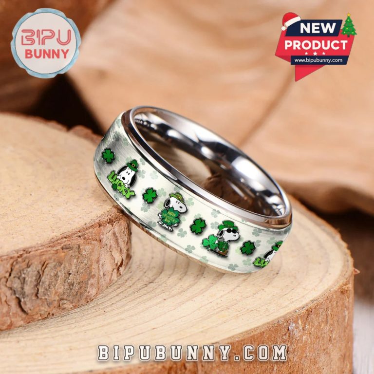 Snoopy St. Patrick's Day Silver Tungsten Ring - Bipubunny Store