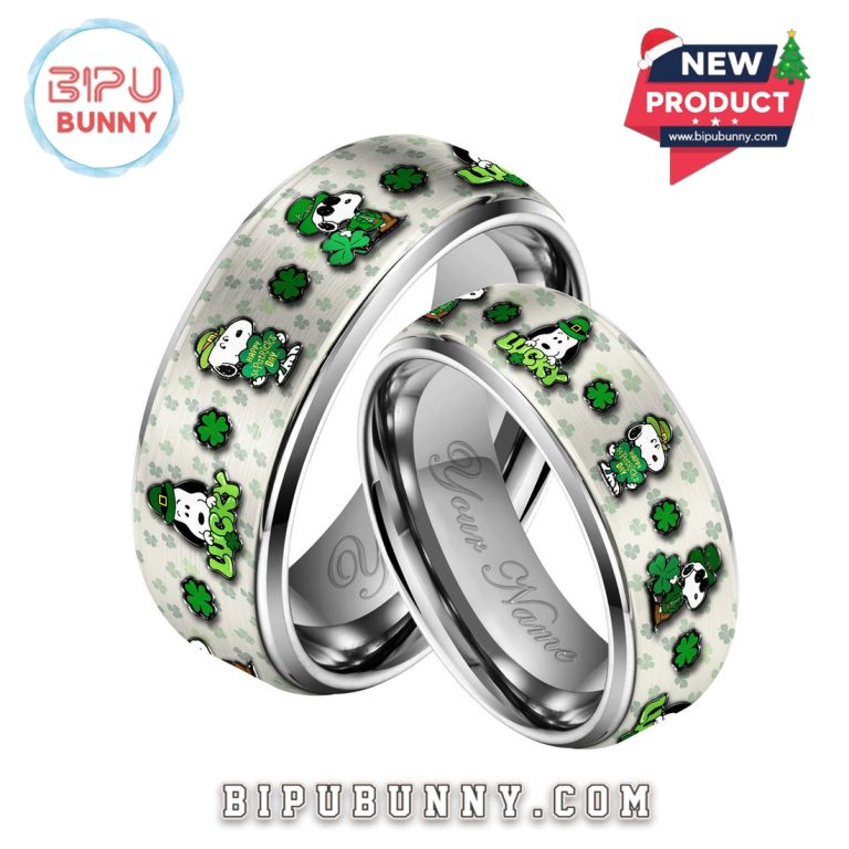 Snoopy St. Patrick's Day Silver Tungsten Ring - Bipubunny Store