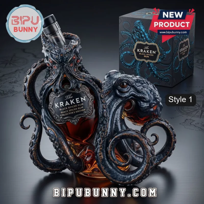 Kraken Black Spiced Rum Sculpted Octopus Collector's Whiskey Bottle ...