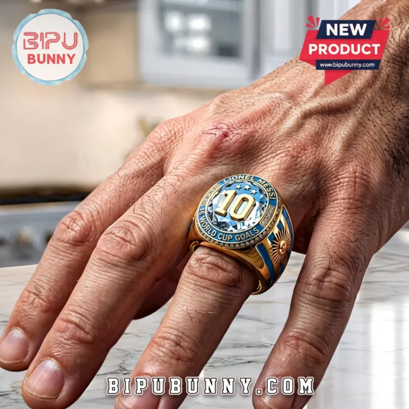 Lionel Messi 16 World Cup Goals Gold Plated Engraved Ring - Bipubunny Store
